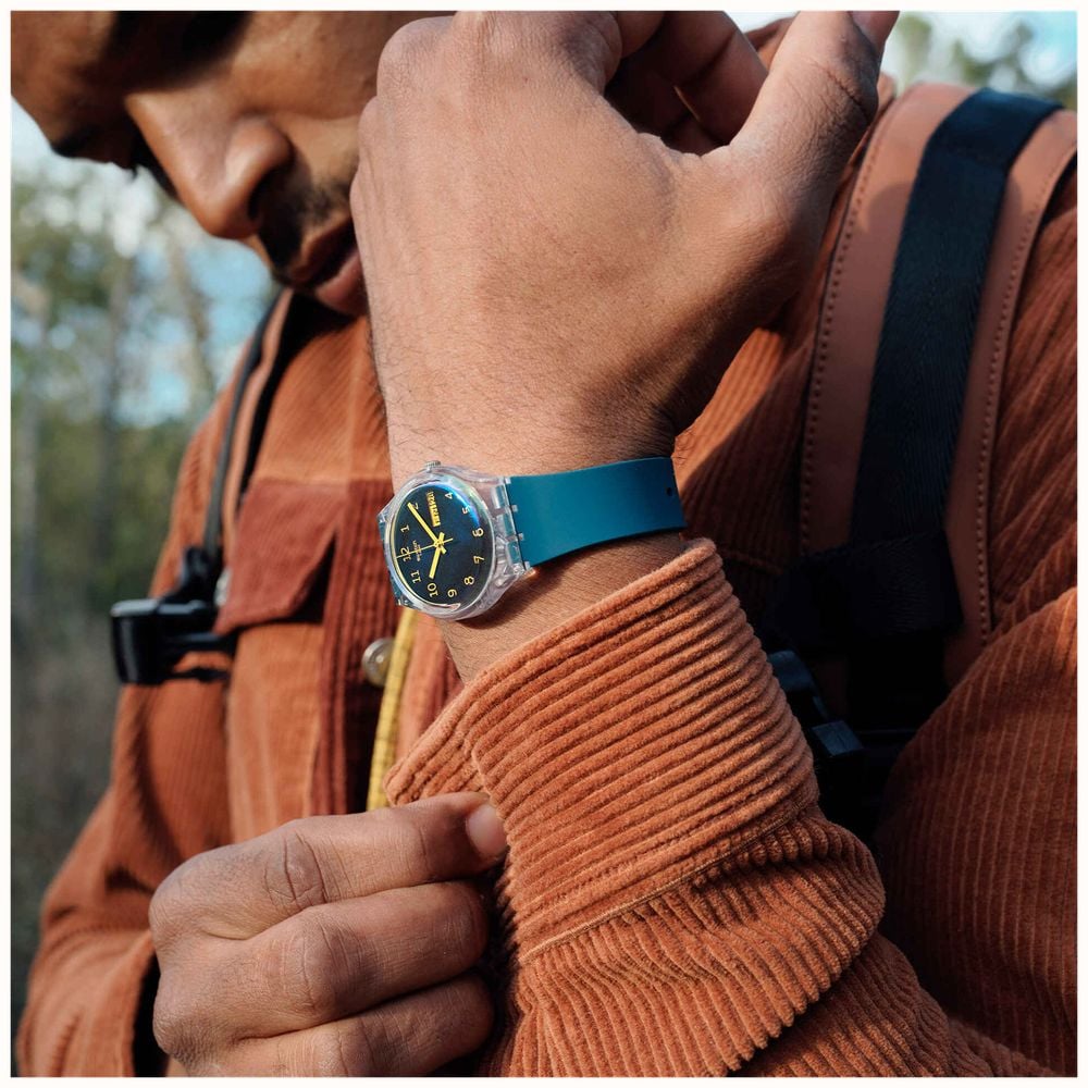 Swatch BLUE AWAY (34mm) Blue Solar Spectrum Glass Dial / Blue ...