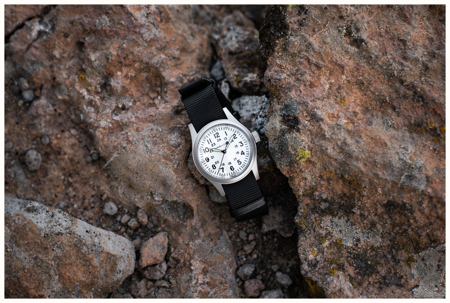 Hamilton Khaki Field Mechanical (38mm) White Dial / Black Textile NATO ...