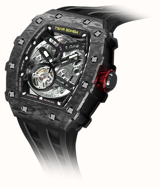 TSAR BOMBA Elemental Series Carbon Fiber Automatic (43.5mm) Black ...