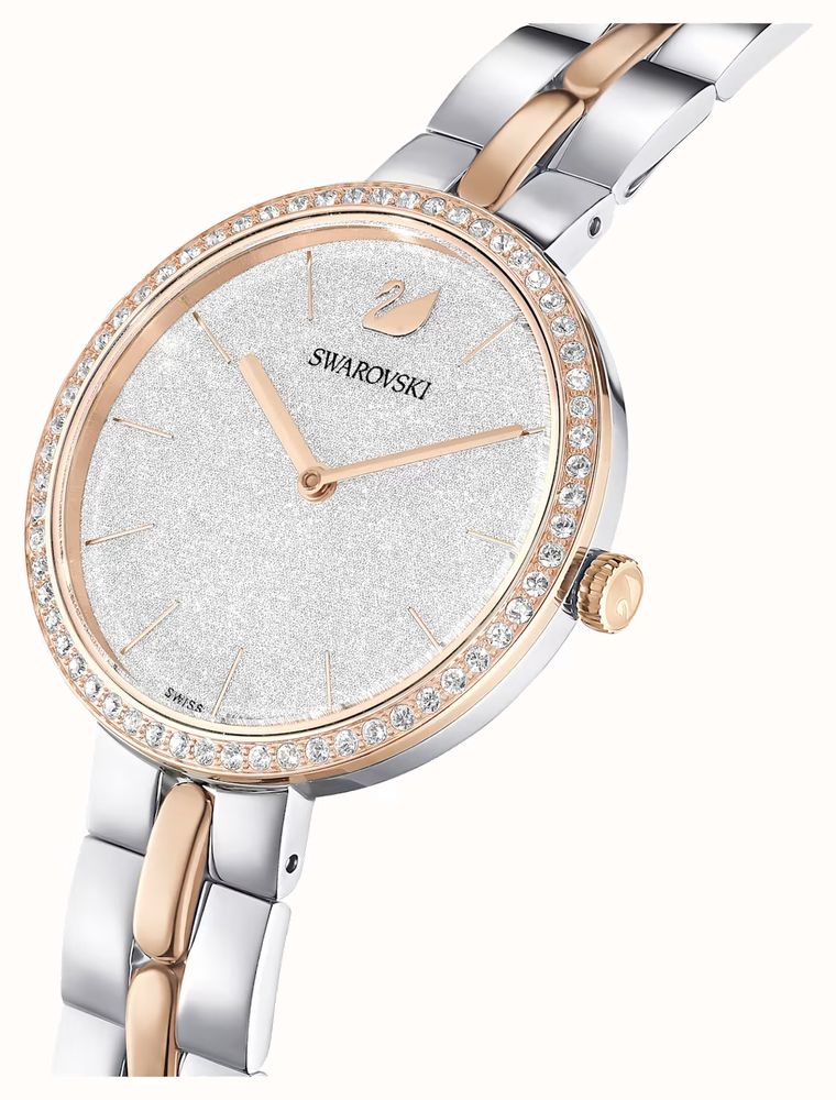Swarovski Cosmopolitan (32mm) Silver Glitter Dial / Two-Tone Stainless ...