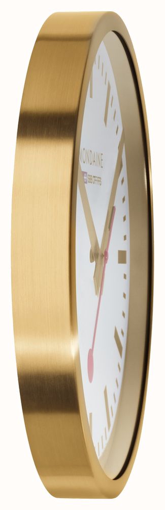 Mondaine SBB Wall Clock (40cm) White Dial / Gold-Tone Aluminium Case ...