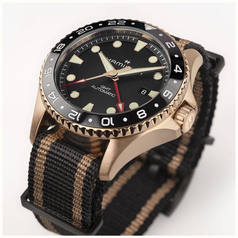 Hamilton Khaki Navy Scuba Automatic GMT Bronze (43mm) Grained Black ...