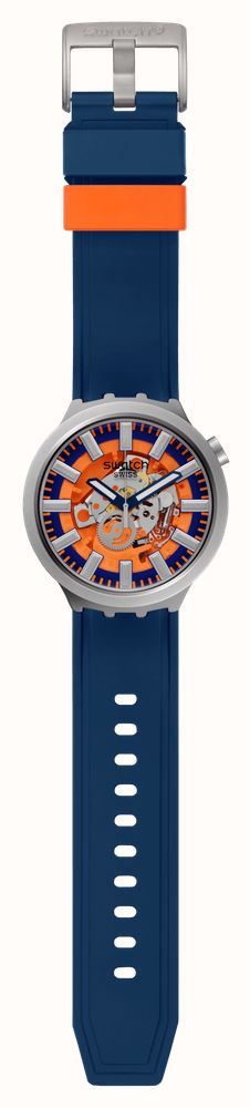 Swatch ORANGE IN THE WORKS (47mm) Blue Open Dial / Blue Rubber Strap ...