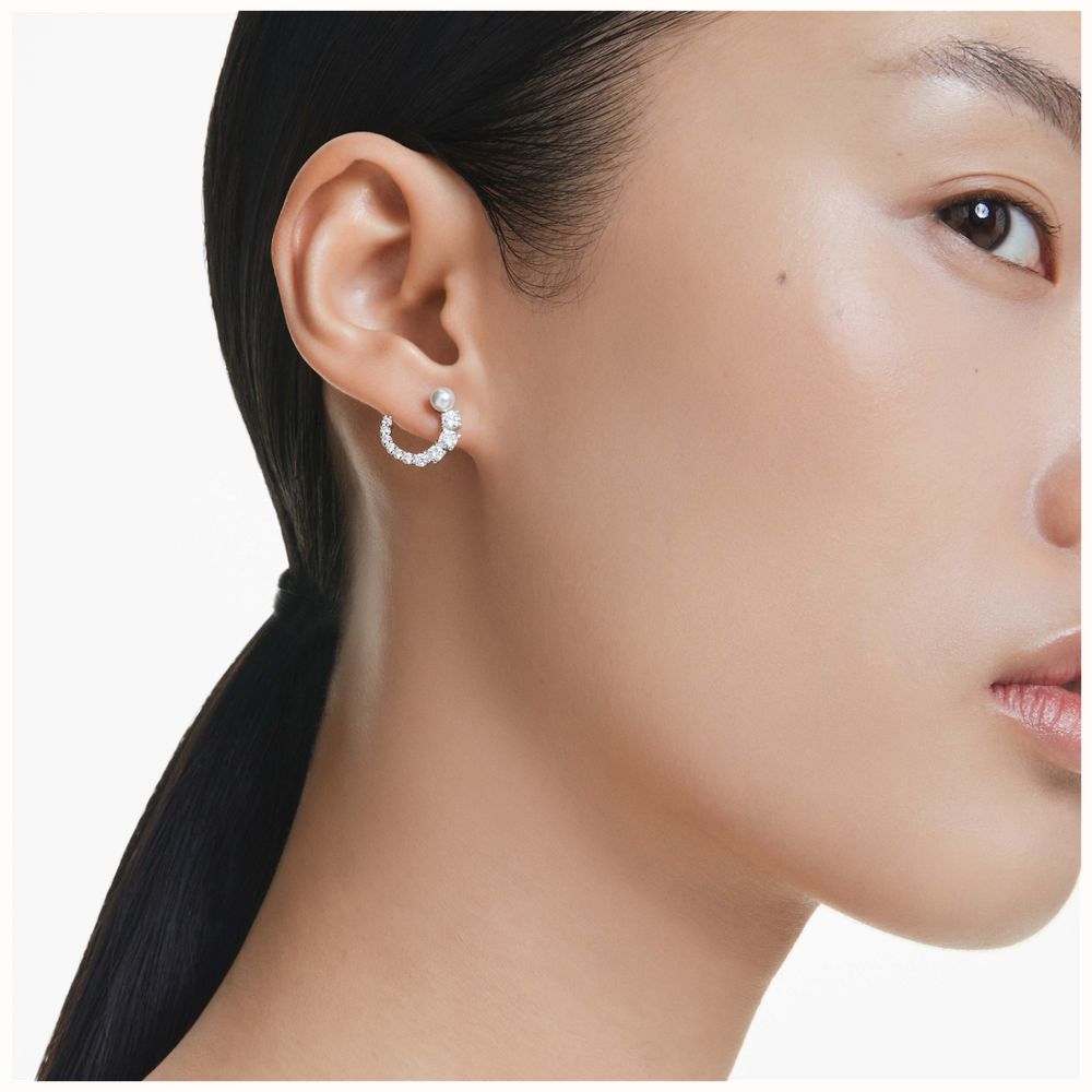 Swarovski Matrix Hoop Stud Earrings Crystal Pearl White Crystals ...