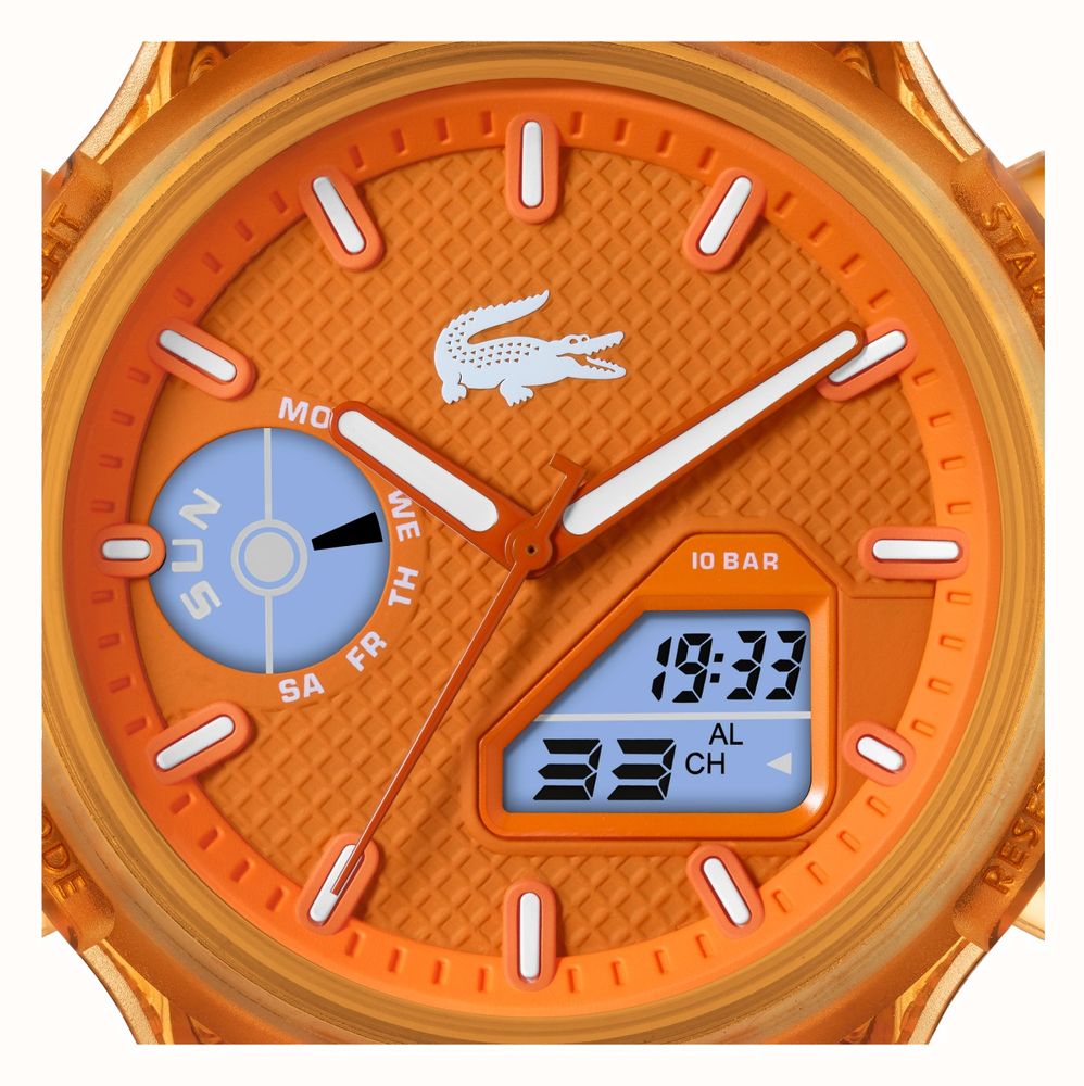 Lacoste LC33 Dual-Display Multifunction (45mm) Textured Orange Dial ...