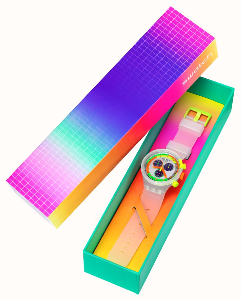 Swatch NEON JELLY (47mm) Multi-Coloured Dial / Matte Transparent ...