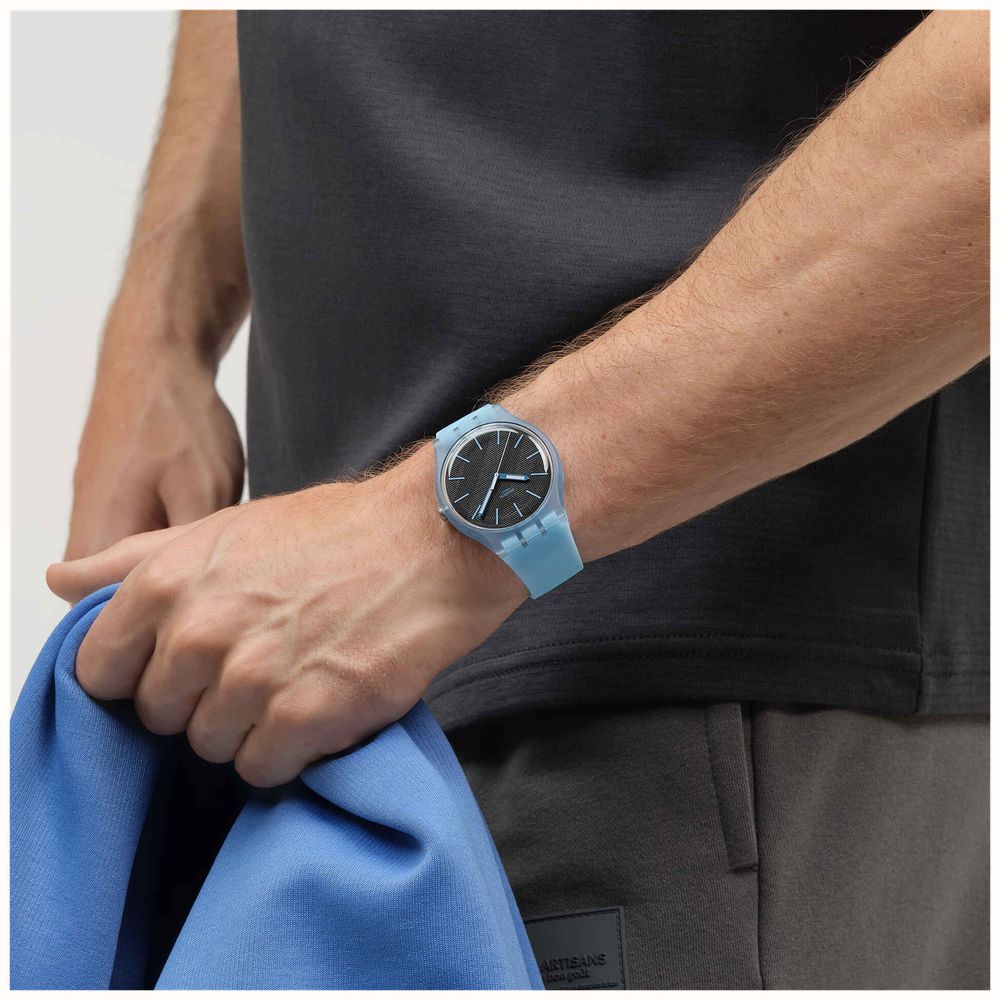 Swatch BLUE MOVES (41mm) Black Dial / Light Blue Silicone Strap ...