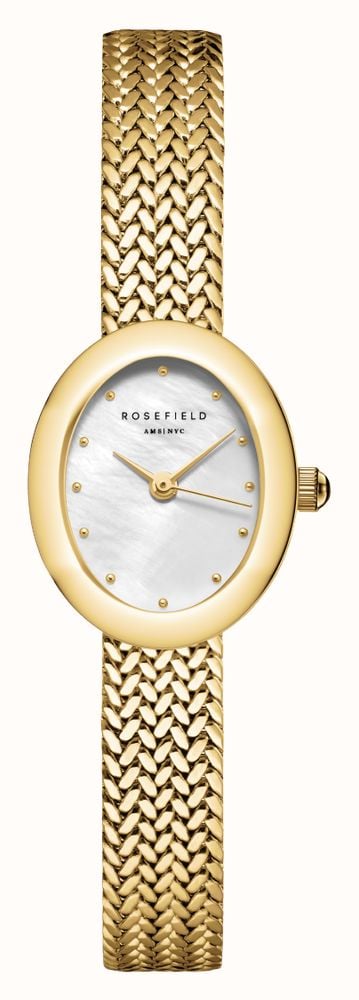 Rosefield Mini Oval (18mm) Mother-of-Pearl Dial / Gold-Plated Stainless ...