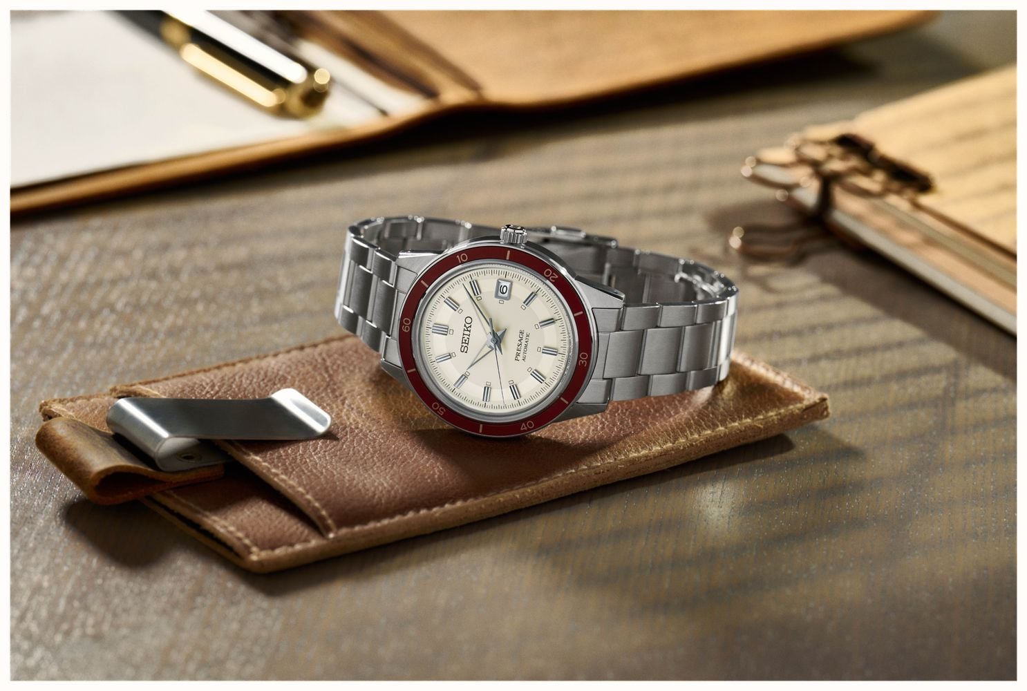 Seiko Presage Style 60s Ruby Automatic Red Bezel Watch SRPH93J1 - First ...