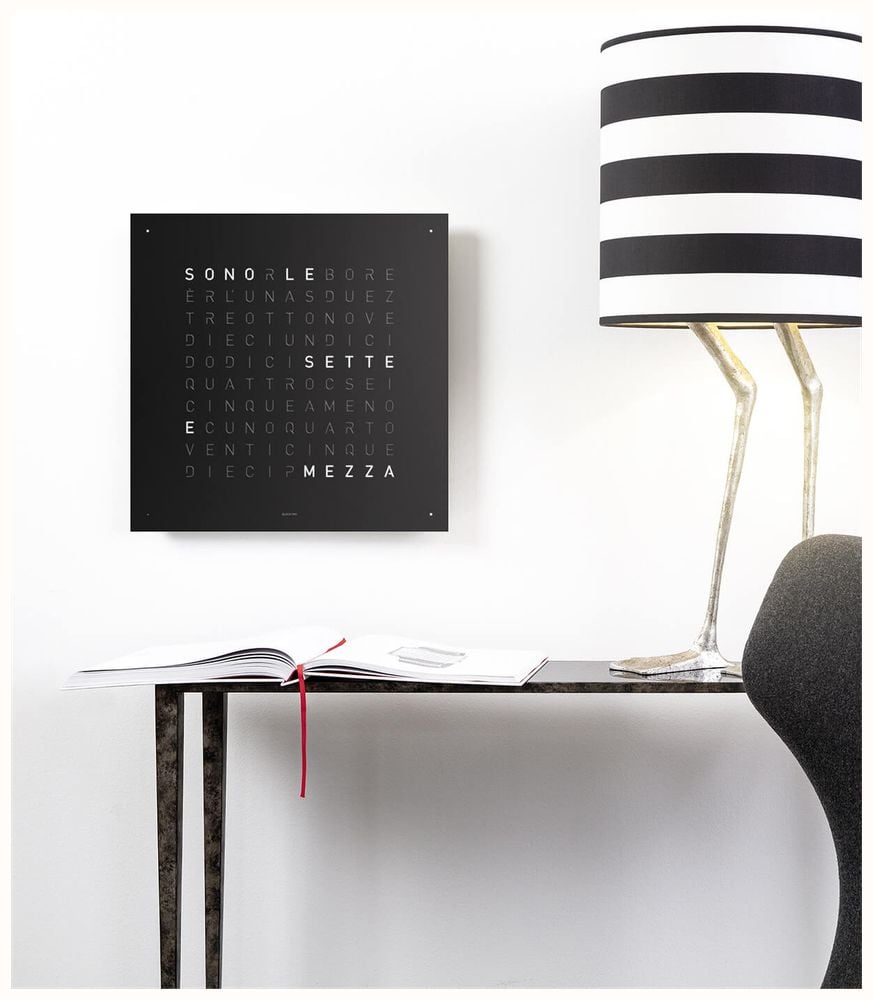 QLOCKTWO EARTH 45 STEEL SERIES BLACK PEPPER (English) - White Lacquered ...