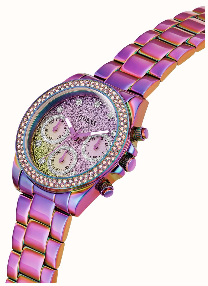 Guess Women's Sol (38mm) Pink Glitter Dial / Pink Stainless Steel ...