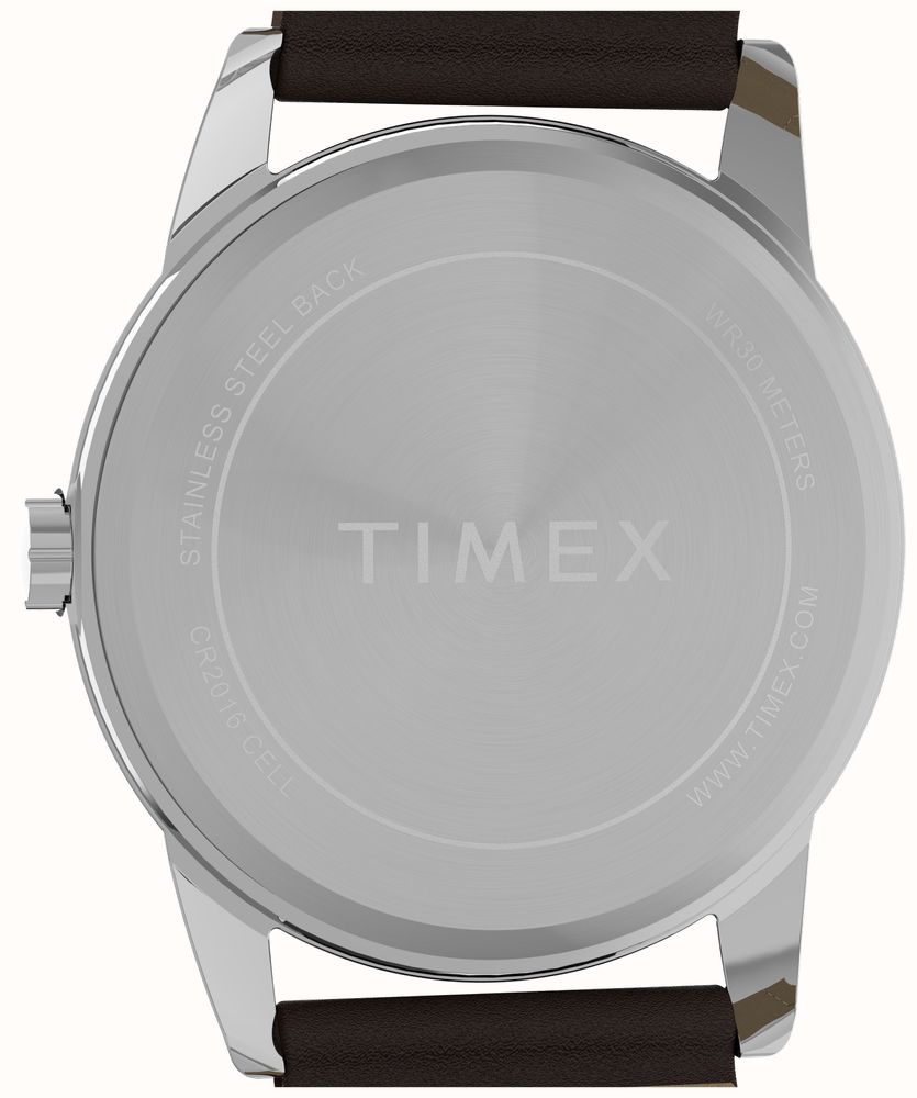 Timex Mens Easy Reader Classic | Brown Leather Strap | White Dial ...