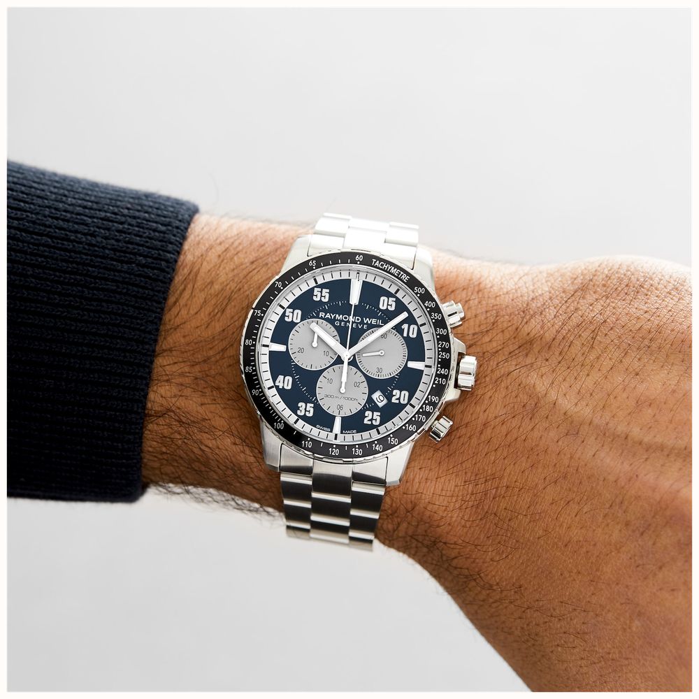 Raymond Weil Tango 300 Chronograph (43mm) Blue Dial / Stainless Steel ...