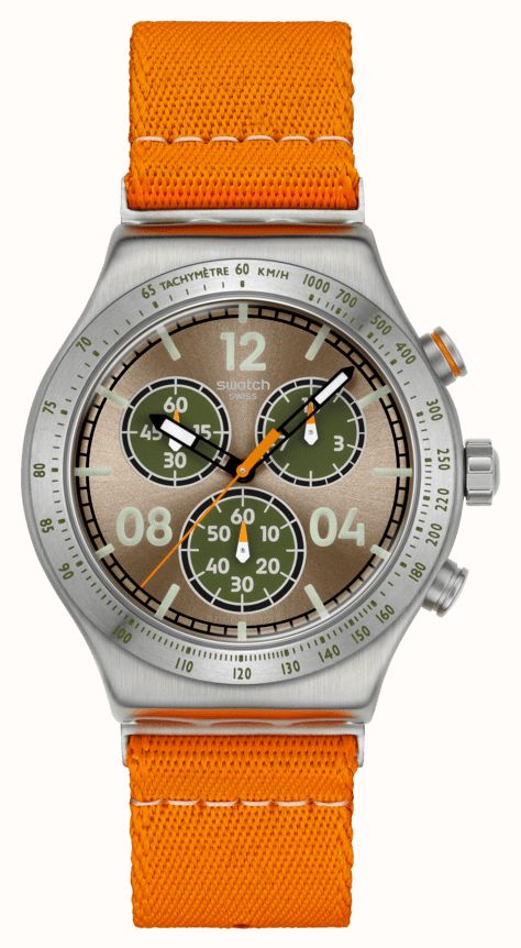 Swatch VACATION TIME Quartz Chronograph (43mm) Light Brown Sunray Dial ...