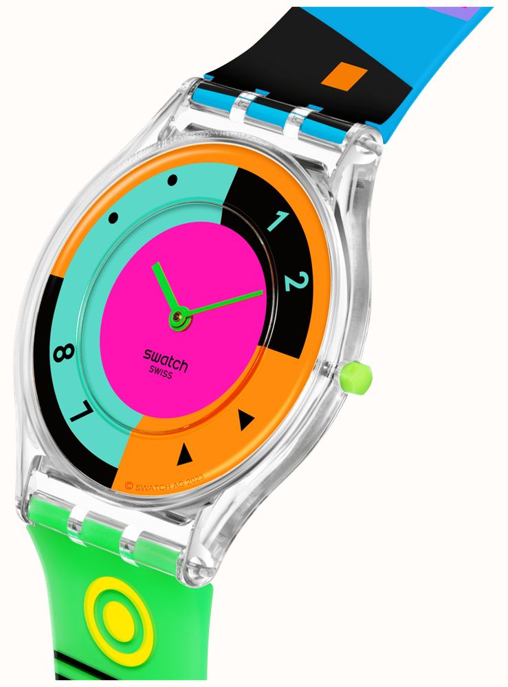 Swatch NEON HOT RACER (34mm) Multi-Coloured Dial / Transparent Matte ...