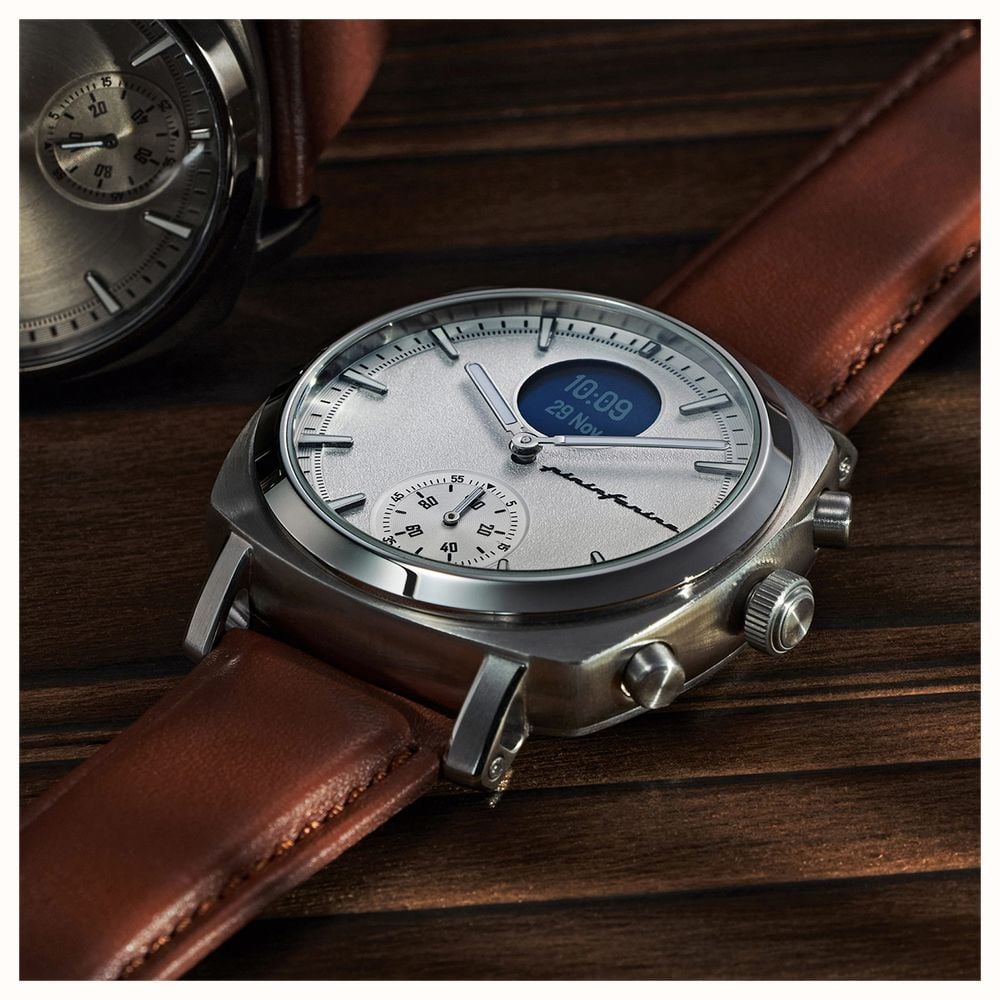 Pininfarina by Globics Senso Hybrid Smartwatch (44mm) Moonlight Silver ...