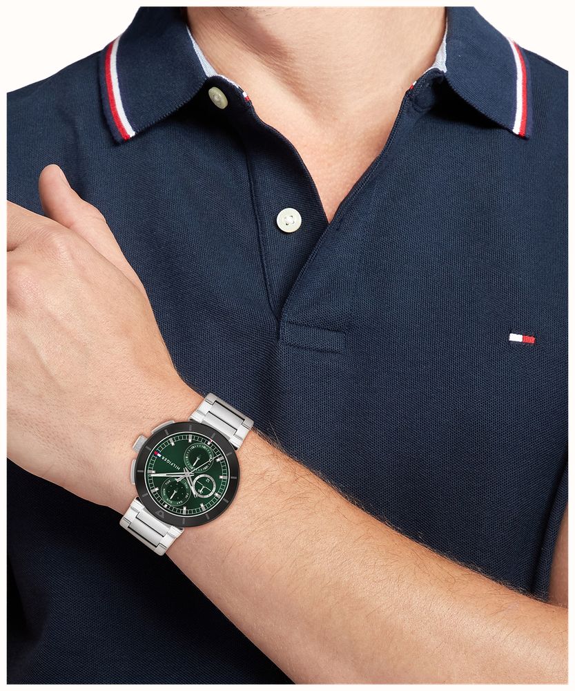 Tommy Hilfiger Men's Lorenzo (44mm) Green Dial / Stainless Steel ...