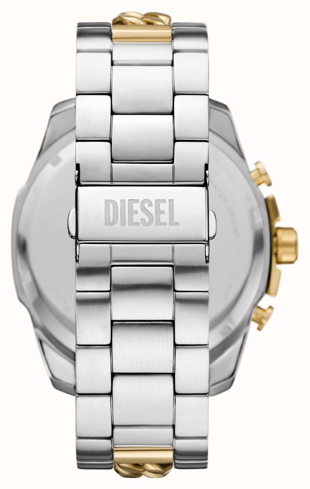 Diesel Mega Chief Chronograph (51mm) Silver Dial / Two-Tone Stainless ...