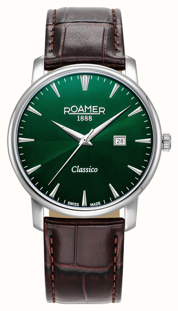 Roamer Classico Gents Quartz (40mm) Green Dial / Brown Leather Strap ...