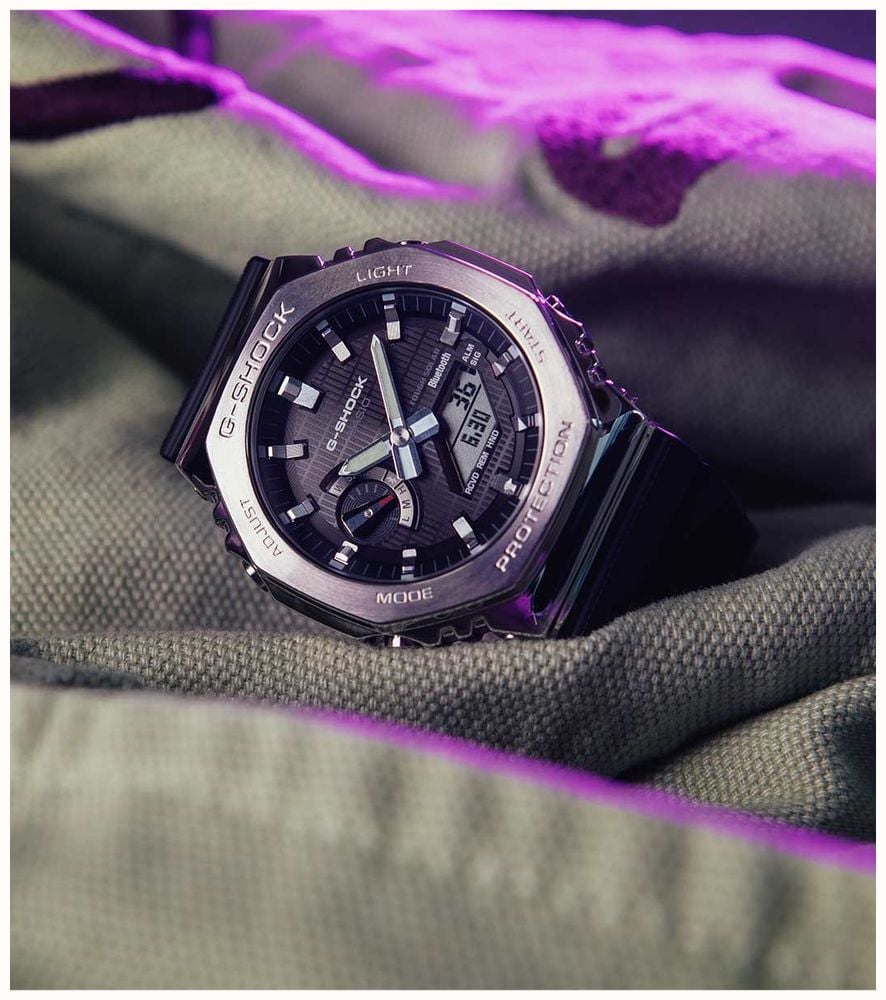 Casio G-Shock Metal Covered 2100 (44.4mm) Black Hybrid Dial / Black Bio ...