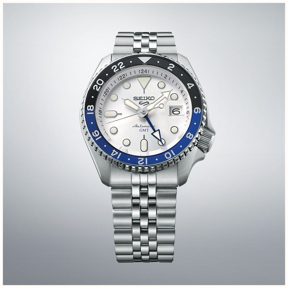 Seiko 5 Sports SKX GMT Sky Blue Silver Cloud Silver White Dial ...