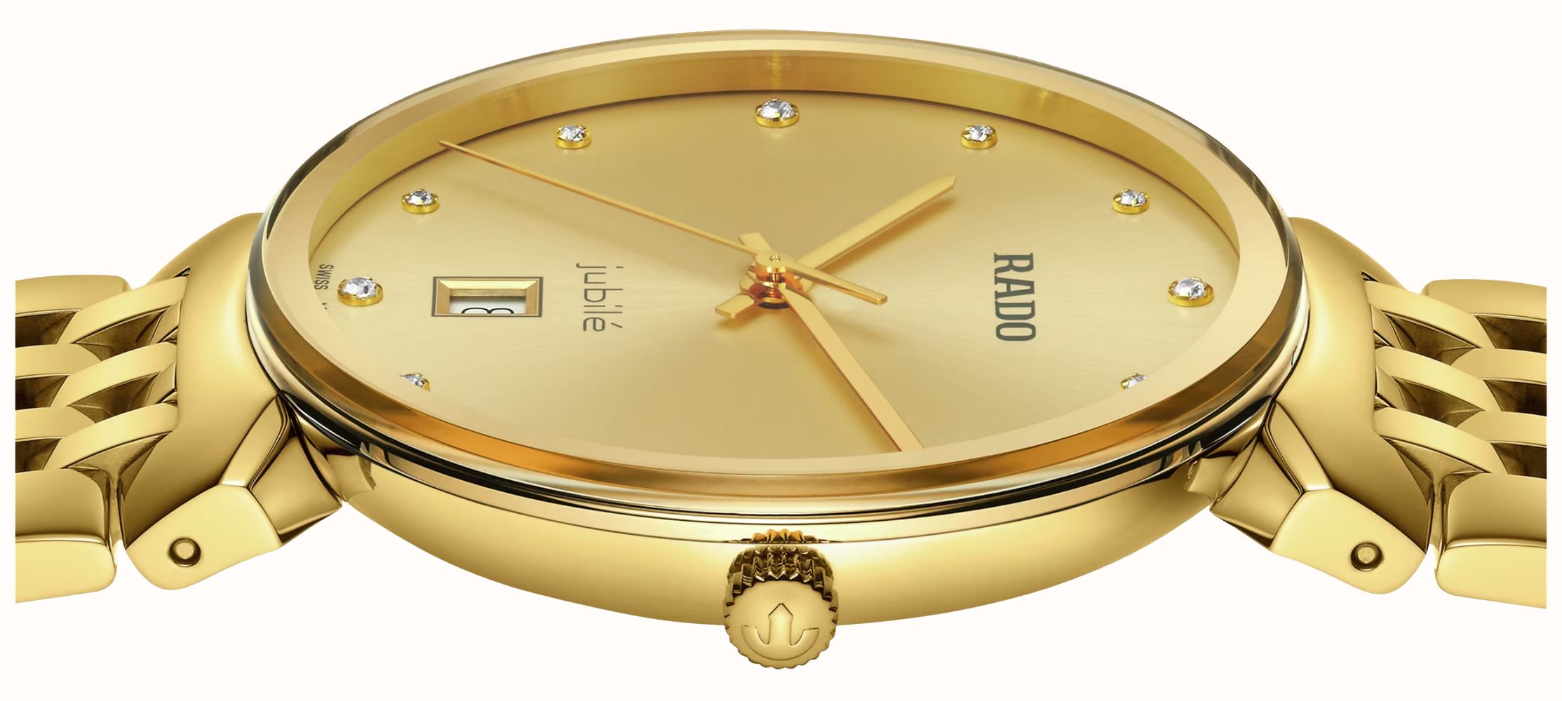 RADO Florence Diamonds (38mm) Golden Sunray Dial / Gold PVD Stainless ...