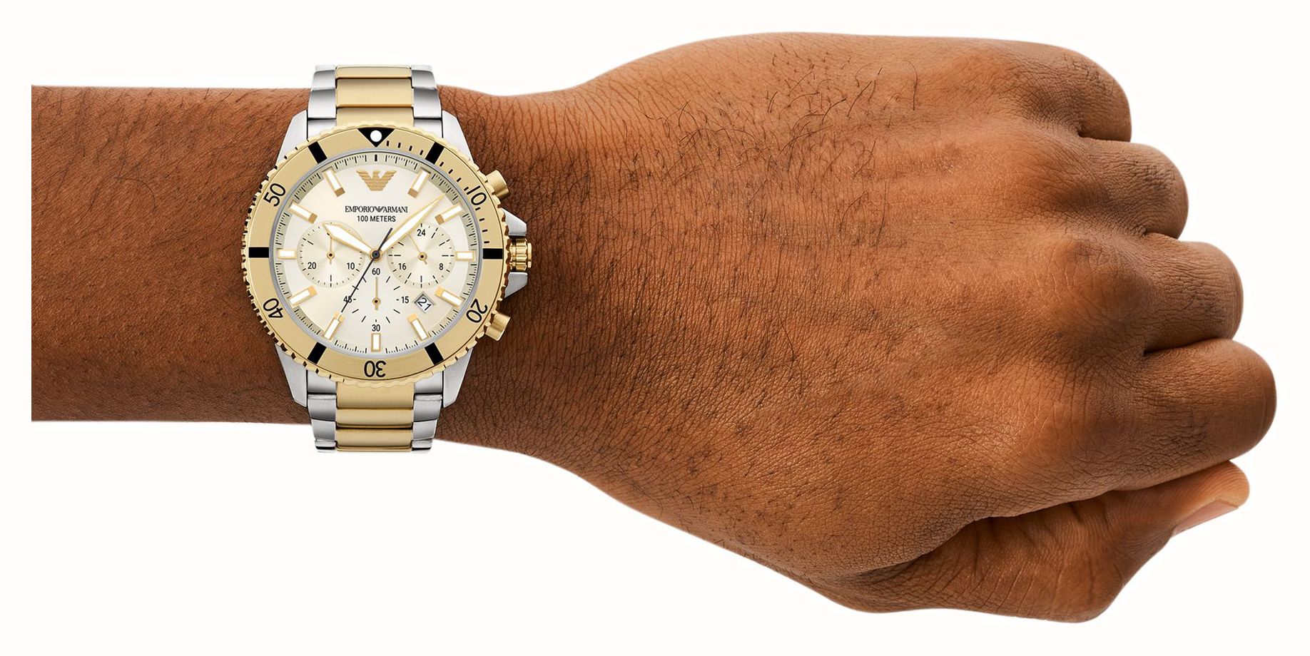 Emporio Armani Quartz Chronograph (43mm) Champagne Dial / Two-Tone ...