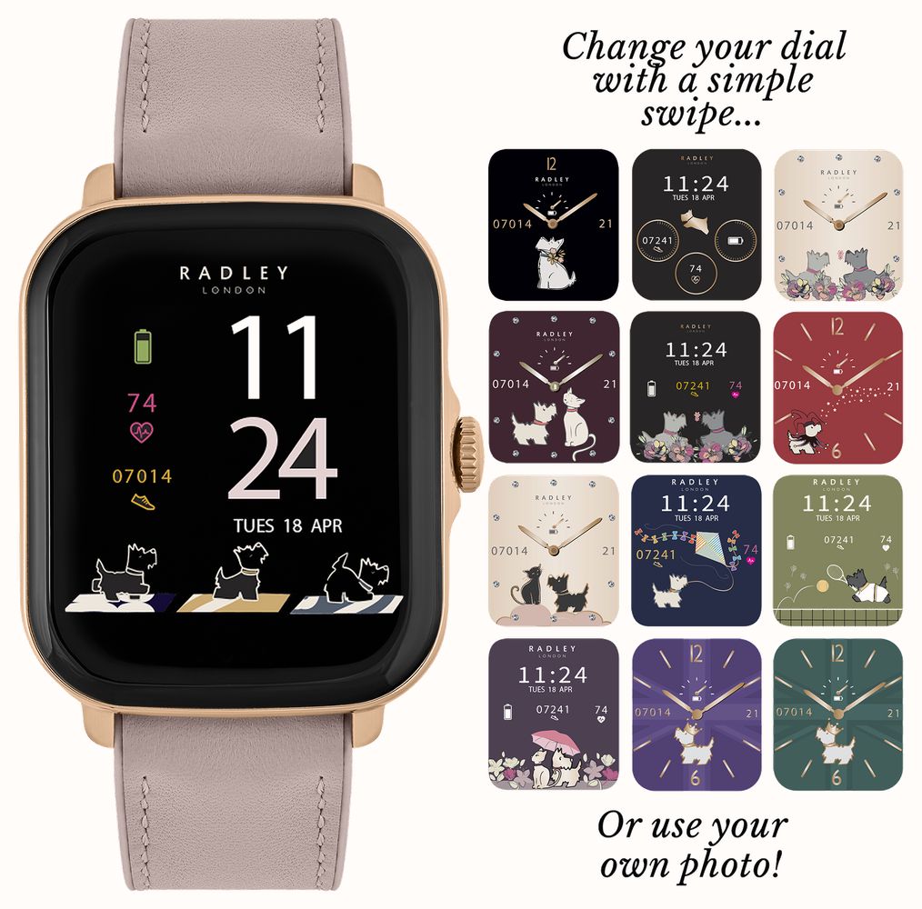 Radley Series 20 Smart Calling Watch (37mm) Pink Leather Strap RYS20 ...