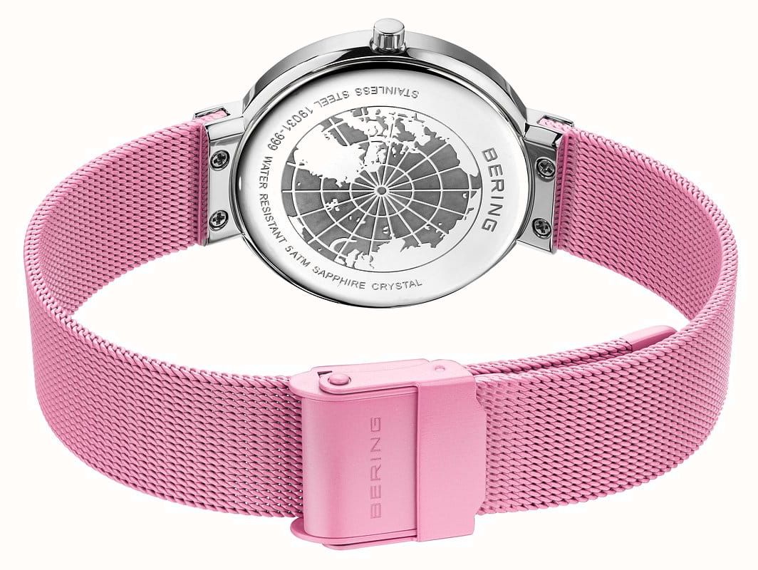 Bering Women's Classic Aurora Pink Dial / Pink Stainless Steel Mesh ...