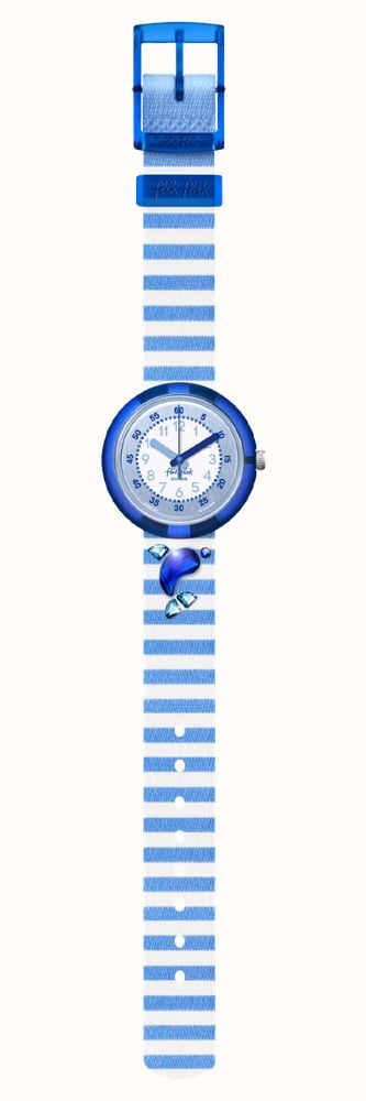 Flik Flak Shine Bright SHINING DOLPHIN (32mm) White Dial / Blue & White ...