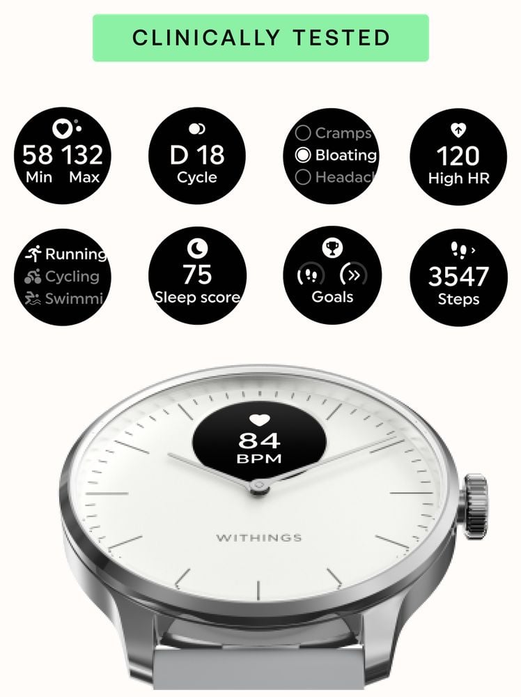 Withings ScanWatch Light - Hybrid Smartwatch (37mm) White Dial / Grey ...