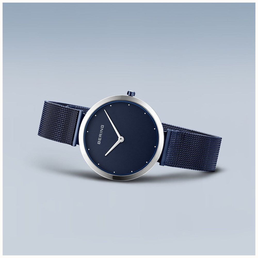 Bering Classic | Blue Dial | Blue Milanese Strap | Stainless Steel Case ...
