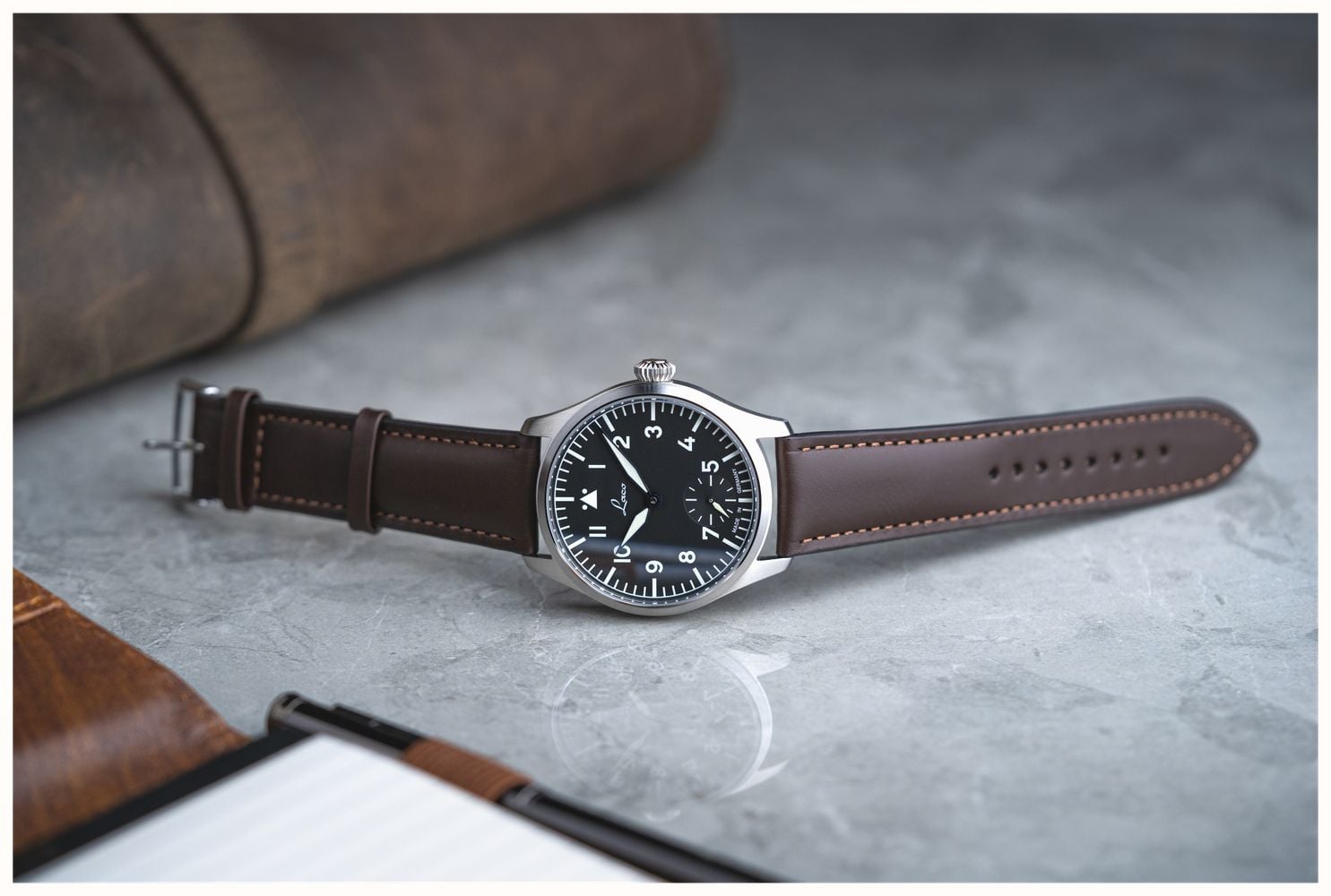 Laco Ulm 39 (39mm) Black Dial / Brown Leather Strap 862172 - First ...