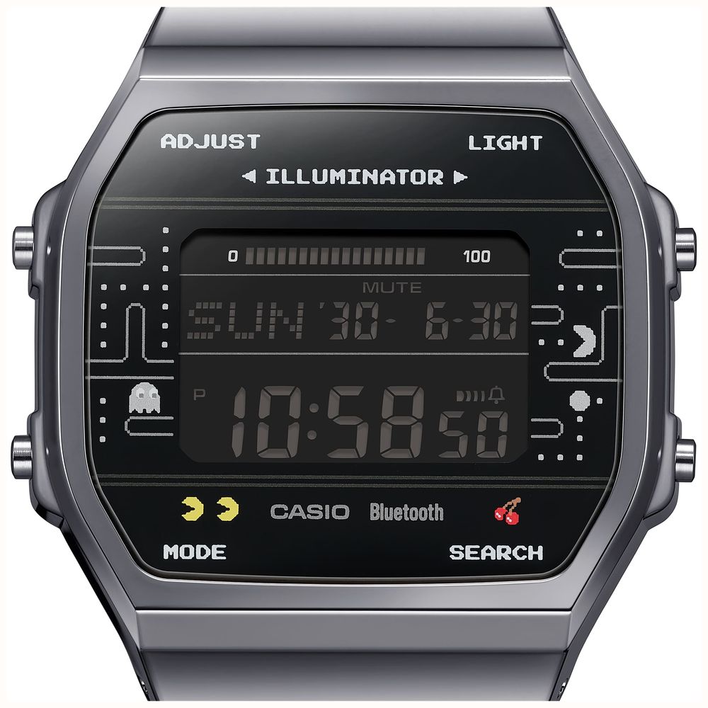 Casio X PAC-MAN Special Edition (37.9mm) Black Digital Dial / Black PVD ...