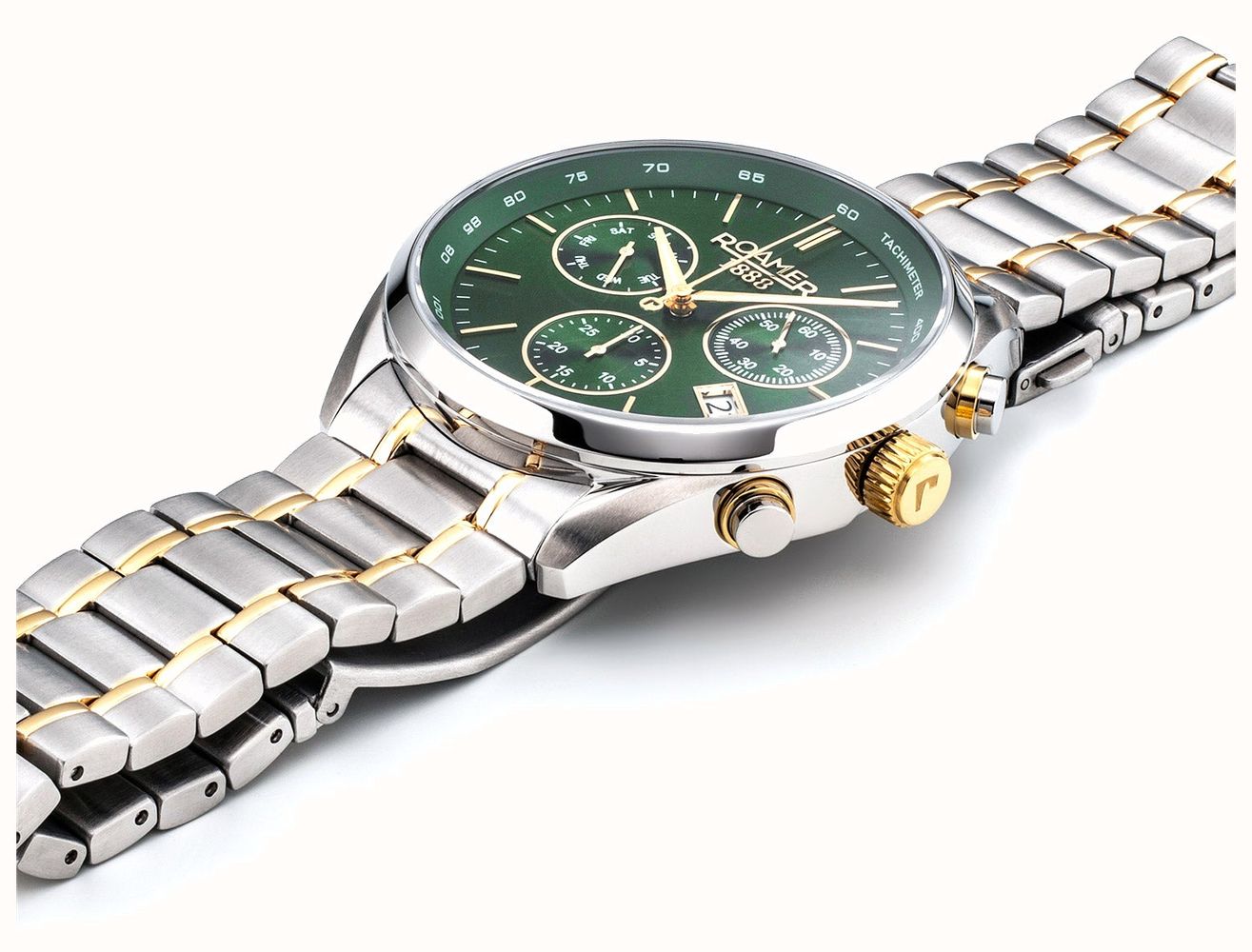 Roamer Men's Pro Chrono (42mm) Green Dial / Two-Tone Stainless Steel ...