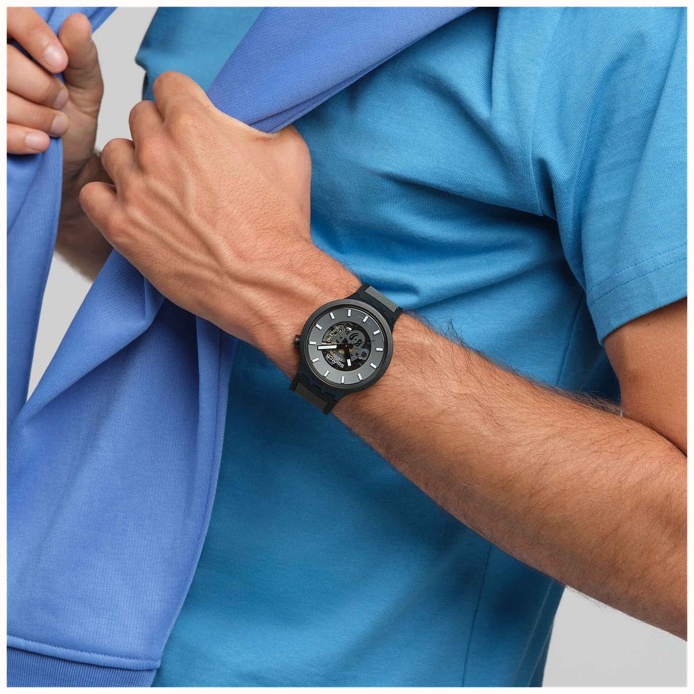 Swatch PAST THE HORIZON (47mm) Grey Open Heart Dial / Black And Grey ...