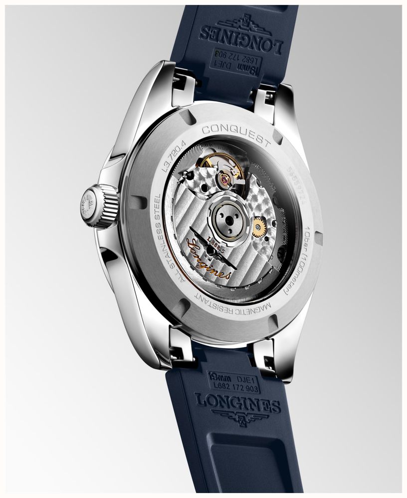 LONGINES Conquest Automatic (38mm) Blue Sunray Dial / Blue Rubber Strap ...