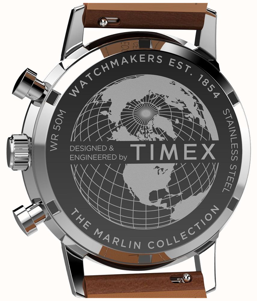 Timex Marlin Chronograph Tachymeter (40mm) Green Dial / Brown Leather ...