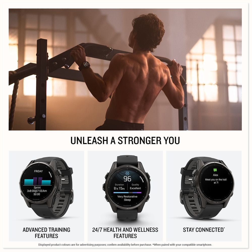 Garmin Fenix 8 43mm AMOLED Sapphire Premium Multisport GPS Smartwatch Carbon Grey 010-02903-21 ...