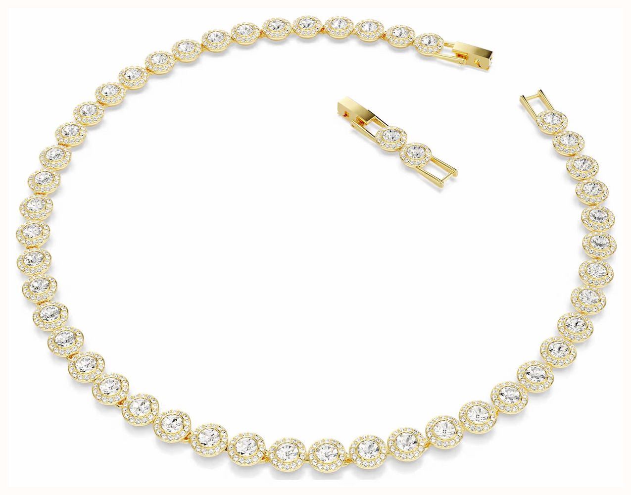 Swarovski Una Angelic Round Cut Gold Tone Plated Tennis Necklace ...