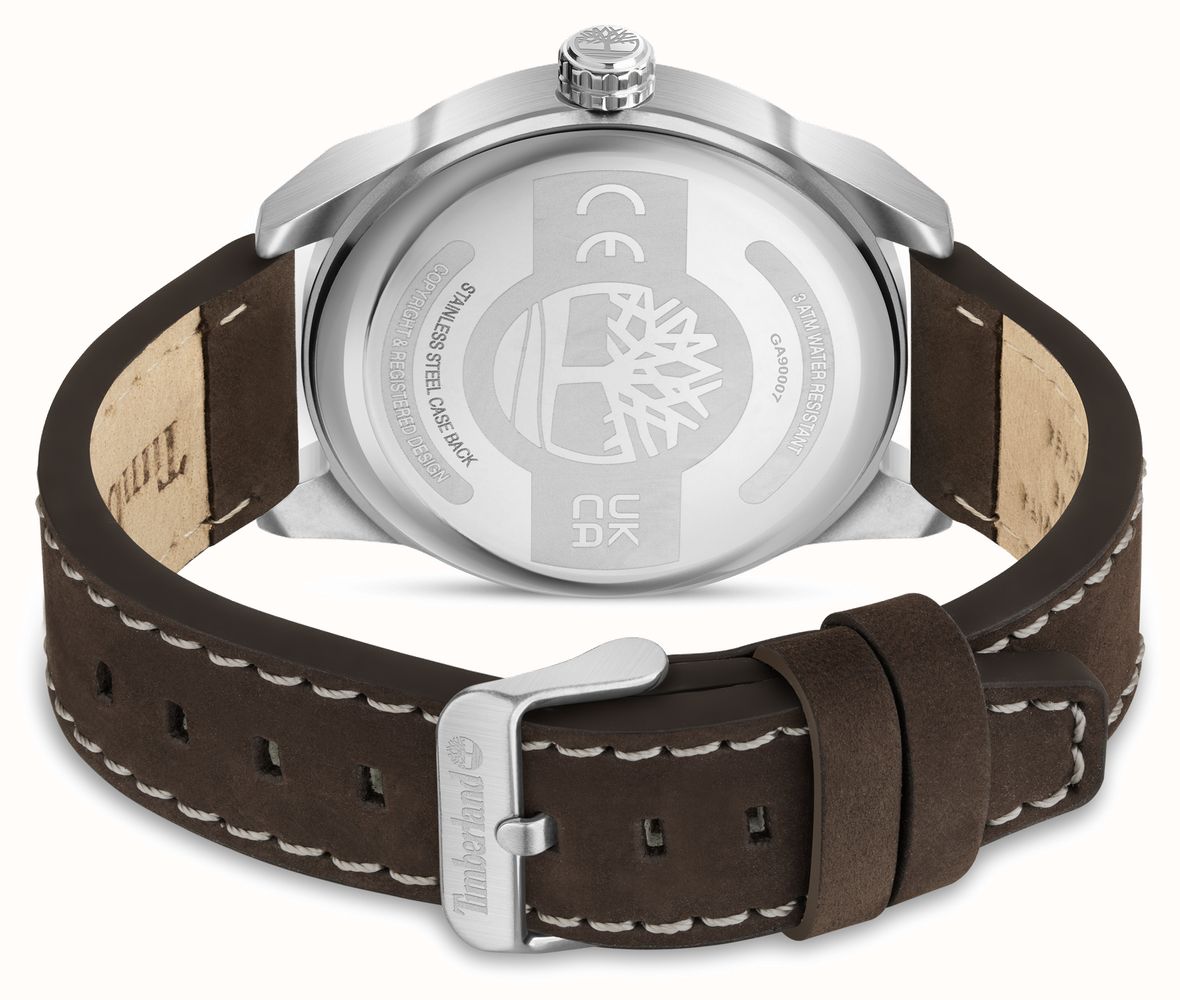 Timberland Ripley-Z Quartz (46mm) Cream Dial / Dark Brown Leather Strap ...