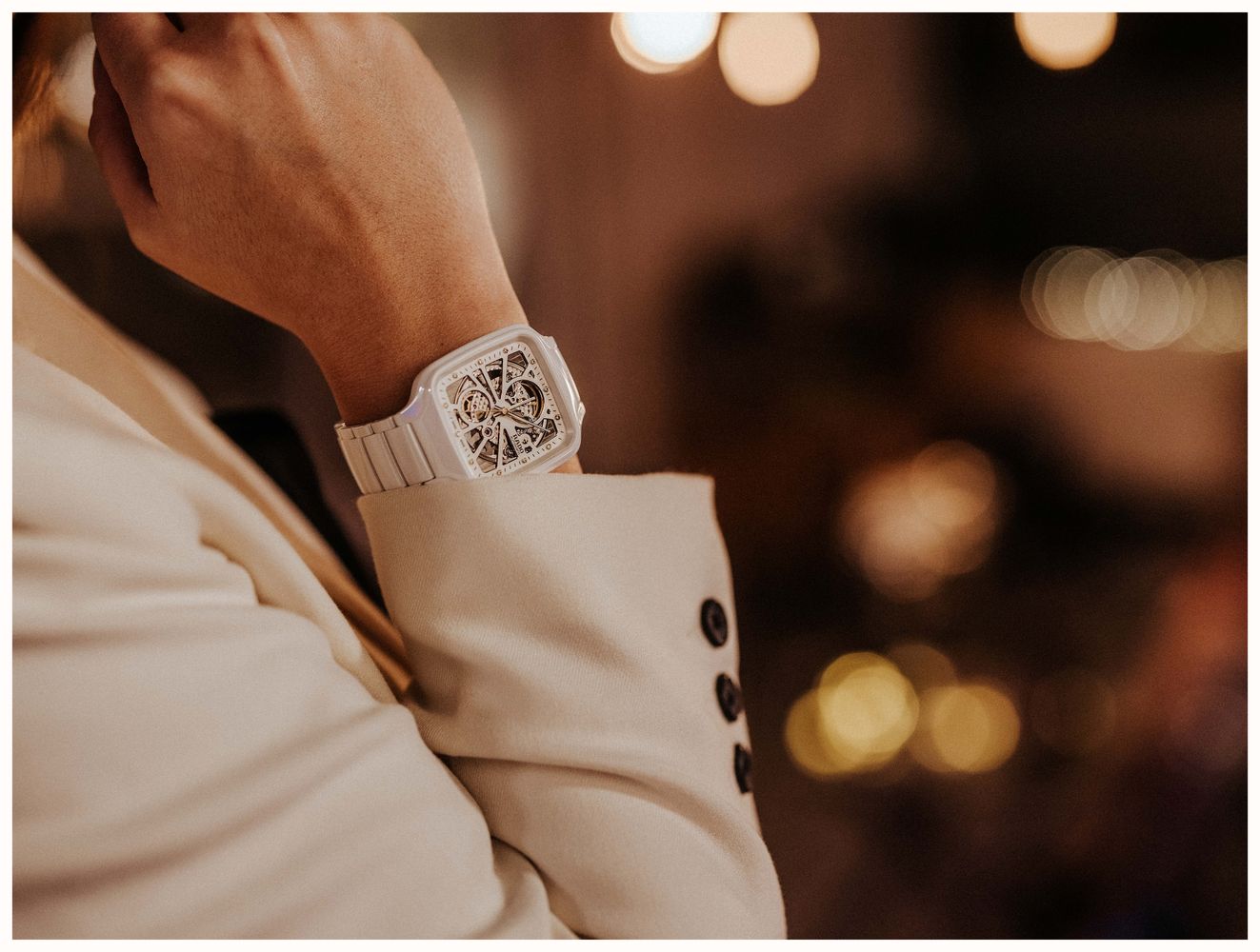 RADO True Square Automatic Open Heart Diamond (38mm) White Dial / White ...