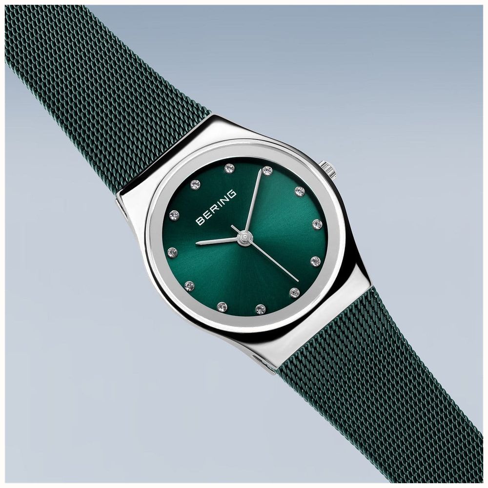 Bering Classic | Green Dial | Green PVD Steel Mesh Bracelet 12927-808 ...