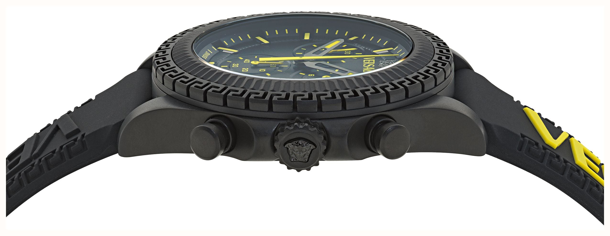 Versace FORNAX Quartz Chronograph (44mm) Black Dial / Black Silicone ...