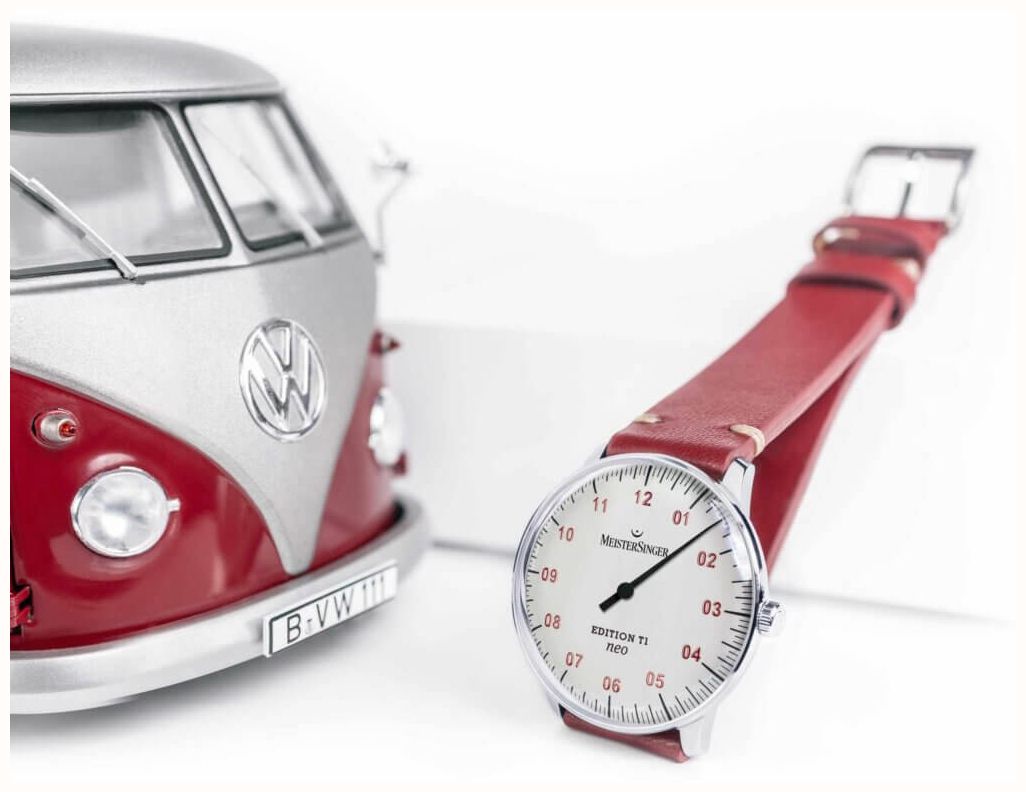 MeisterSinger Limited Edition Neo T1 (36mm) Grey Dial / Red Leather ...