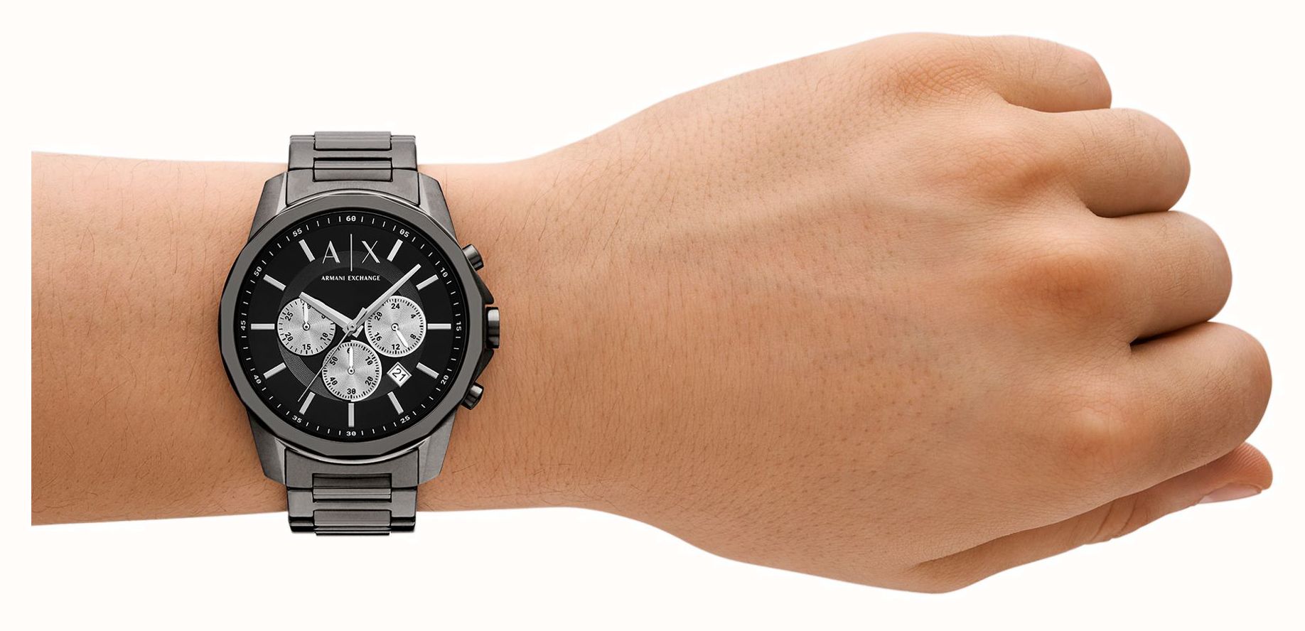 Armani Exchange Men's Chronograph (44mm) Black Dial / Gunmetal ...