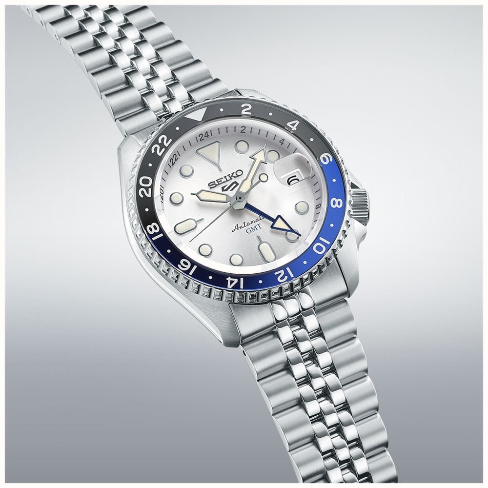 Seiko 5 Sports SKX GMT Sky Blue Silver Cloud Silver White Dial ...
