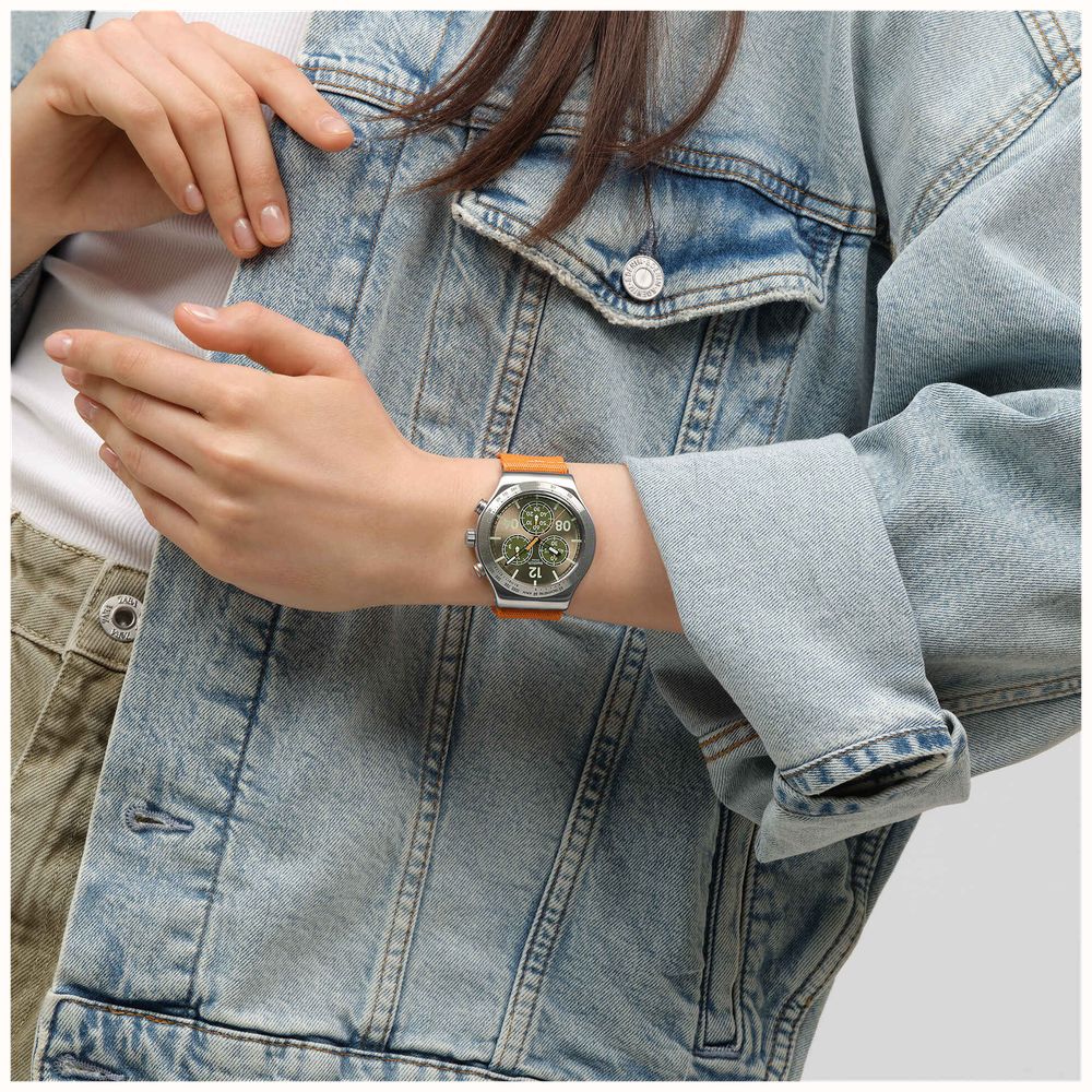 Swatch VACATION TIME Quartz Chronograph (43mm) Light Brown Sunray Dial ...