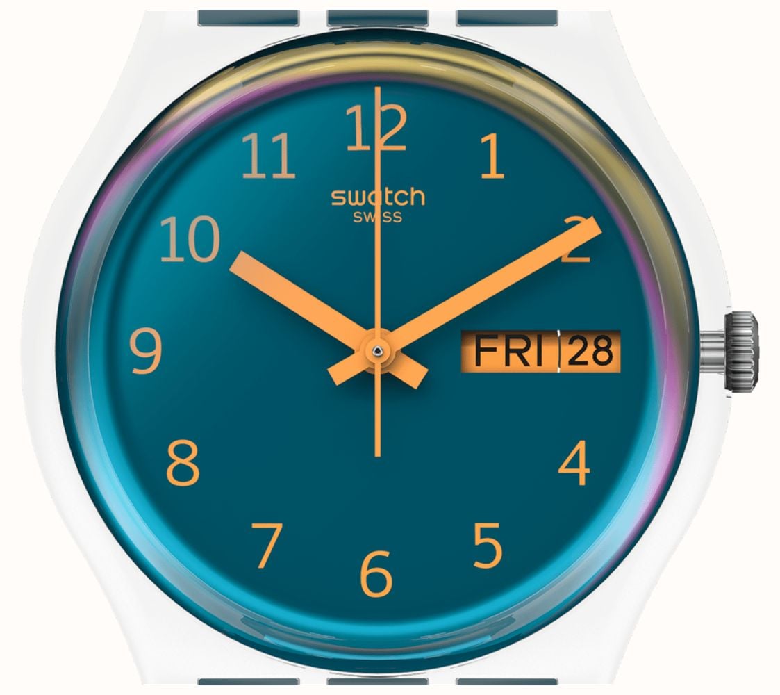 Swatch BLUE AWAY (34mm) Blue Solar Spectrum Glass Dial / Blue ...